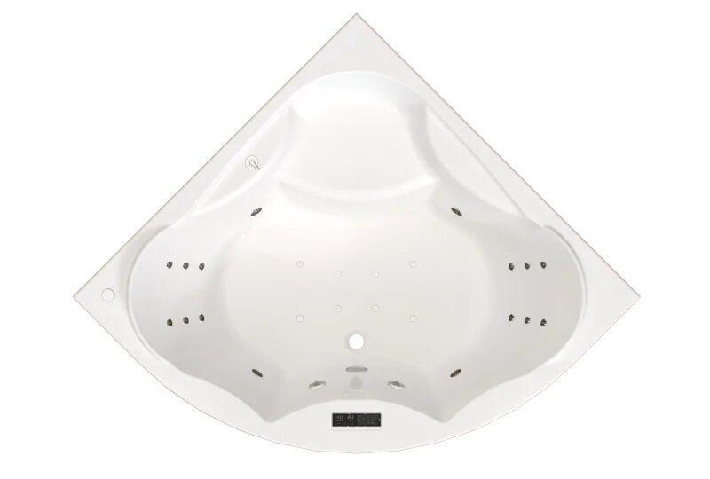 Акриловая ванна Radomir Сандра Люкс 150x150 см угловая, пристенная, с гидромассажем, белая, с каркасом, с экраном и сиденьем