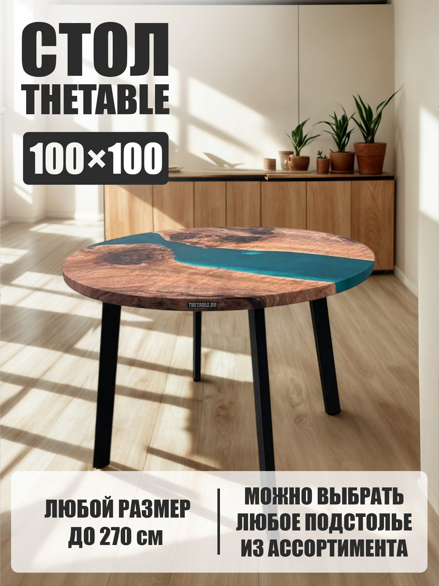 Стол кухонный обеденный THETABLE круглый 3.14/100х100х77 см