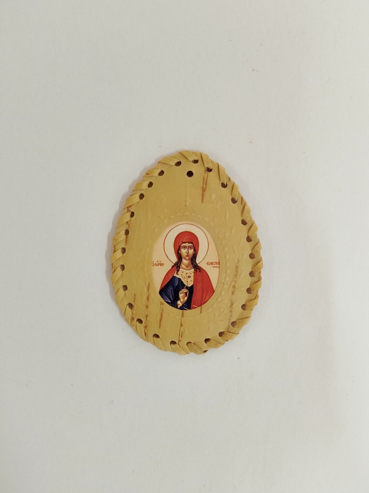Иконка в бересте с оплеткой для ношения с собой "Виктория" Береста