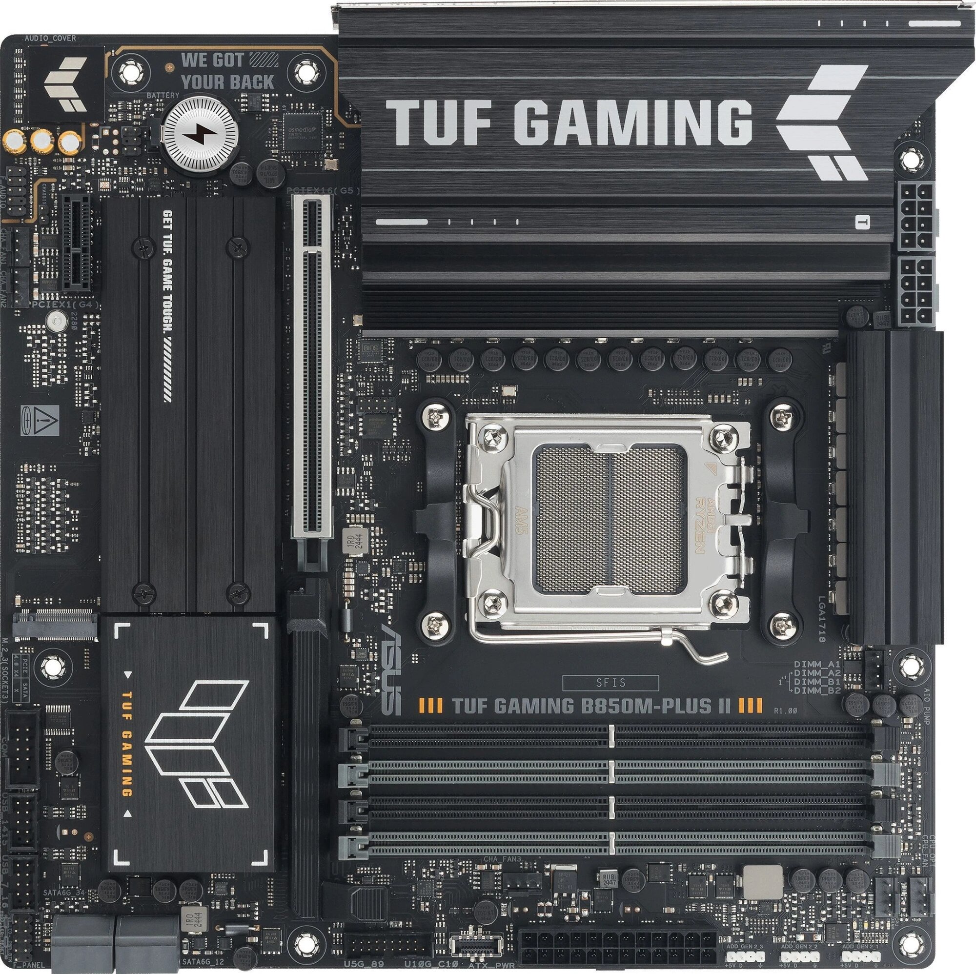 Материнская плата Asus TUF GAMING B850M-PLUS II Socket AM5 AMD B850 4xDDR5 mATX AC`97 8ch(7.1) 2.5Gg RAID+HDMI+DP