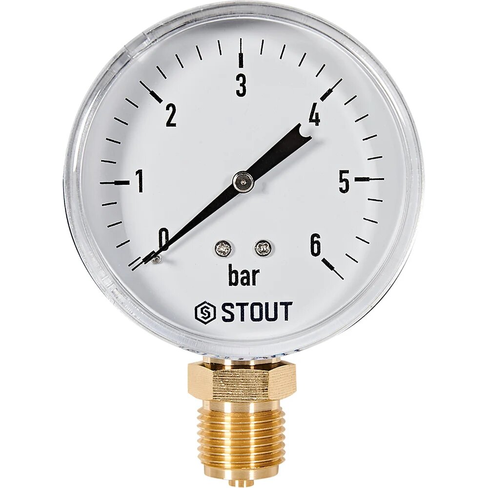 Манометр радиальный STOUT SIM-1010-800615 корпус Dn 80 мм 1/2, 0.6 бар,