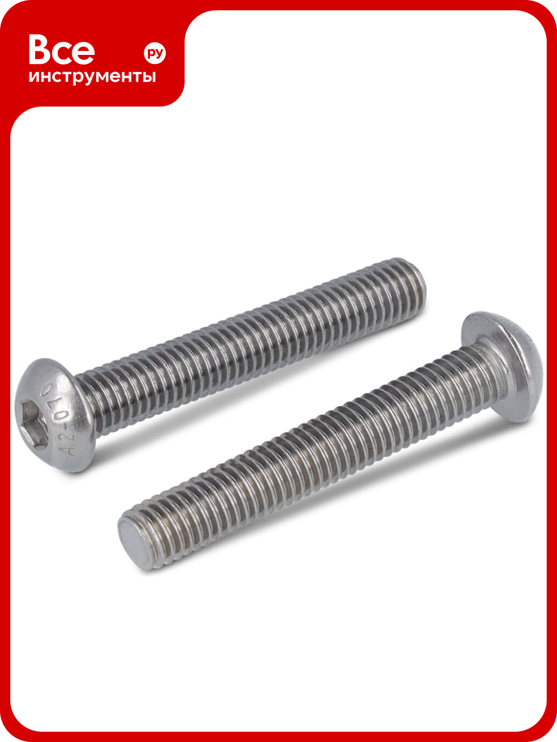 Винт Edelfix ISO 7380-1 M12x50/50 мм, А2 полукруглая головка, внутренний шестигранник 10 шт. 7380121250 10