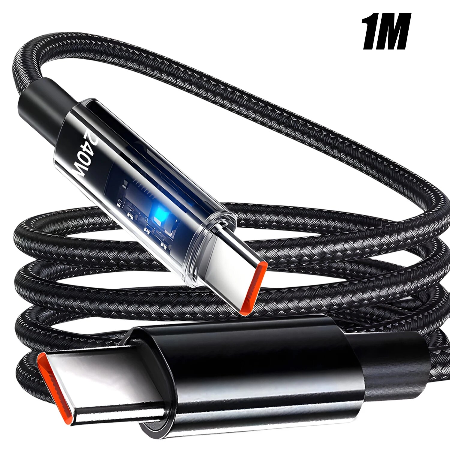 240 Вт, 10 А, кабель USB C для быстрой зарядки, нейлоновая оплетка, прозрачный провод типа C, высокоскоростное зарядное устройство для Samsung Huawei Mi Data Line