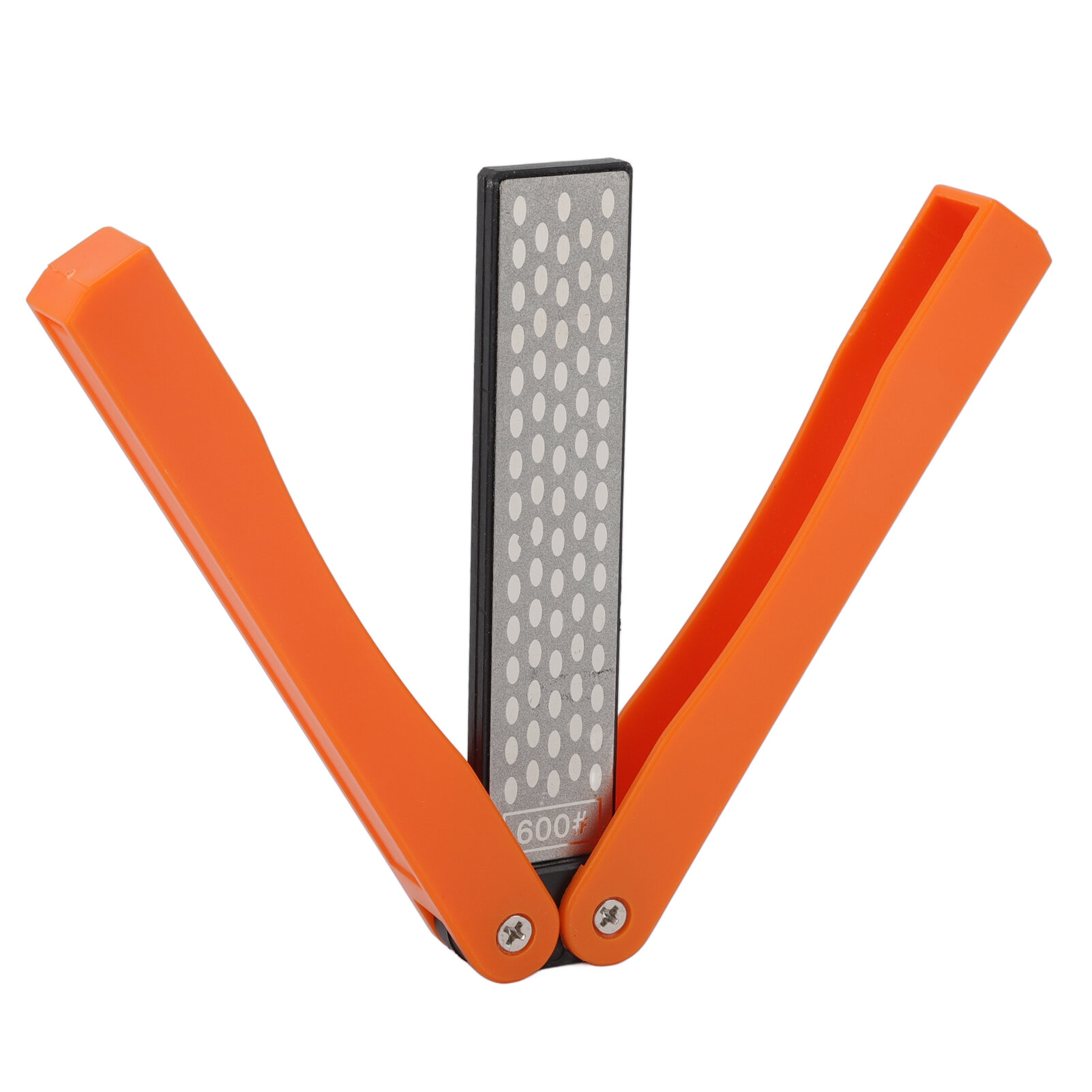 Double Sided Sharpener Portable Emery Fan Shaped Folded Pocket for Outdoor Garden Orange