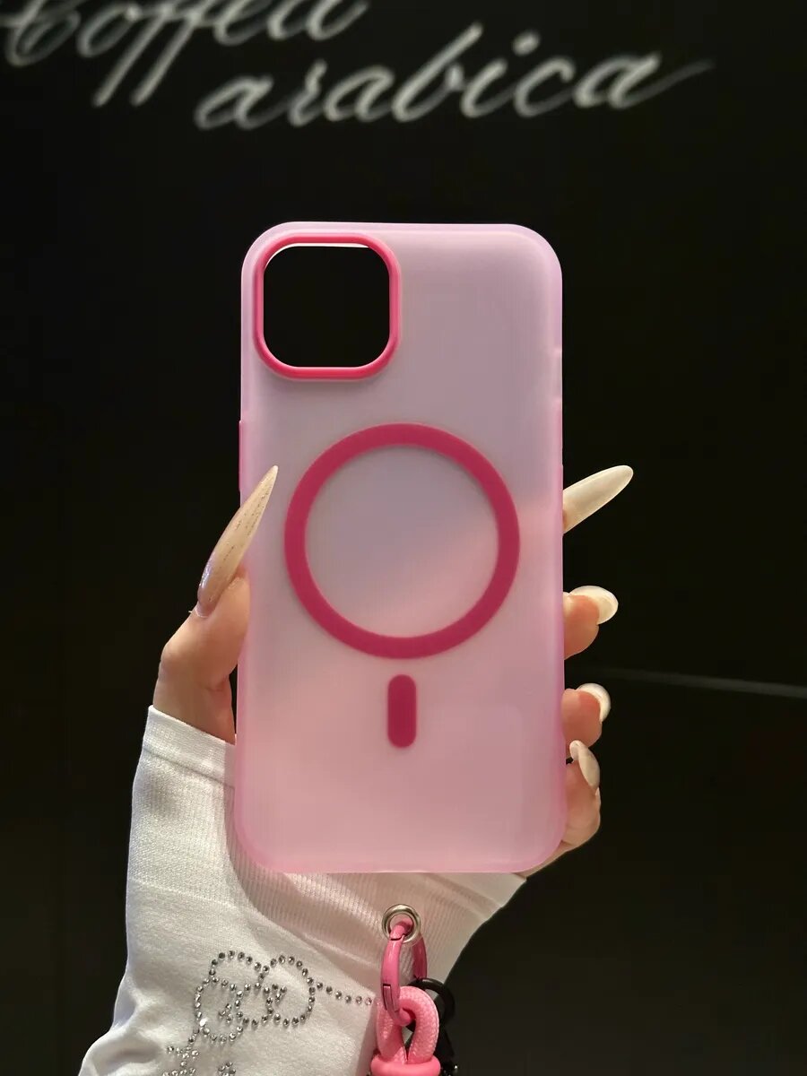 Чехол-накладка О'кейси, для iPhone 13/14, с ремешком, розовый
