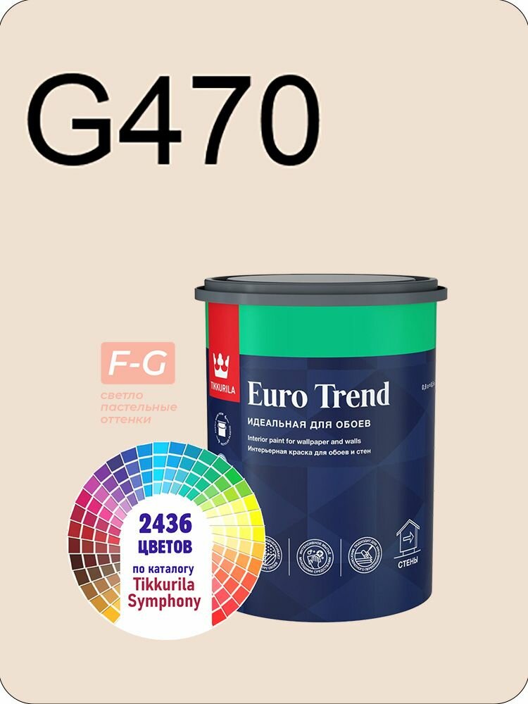Краска для обоев Tikkurila Euro Trend 0,9л. светло-пастельные оттенки G470