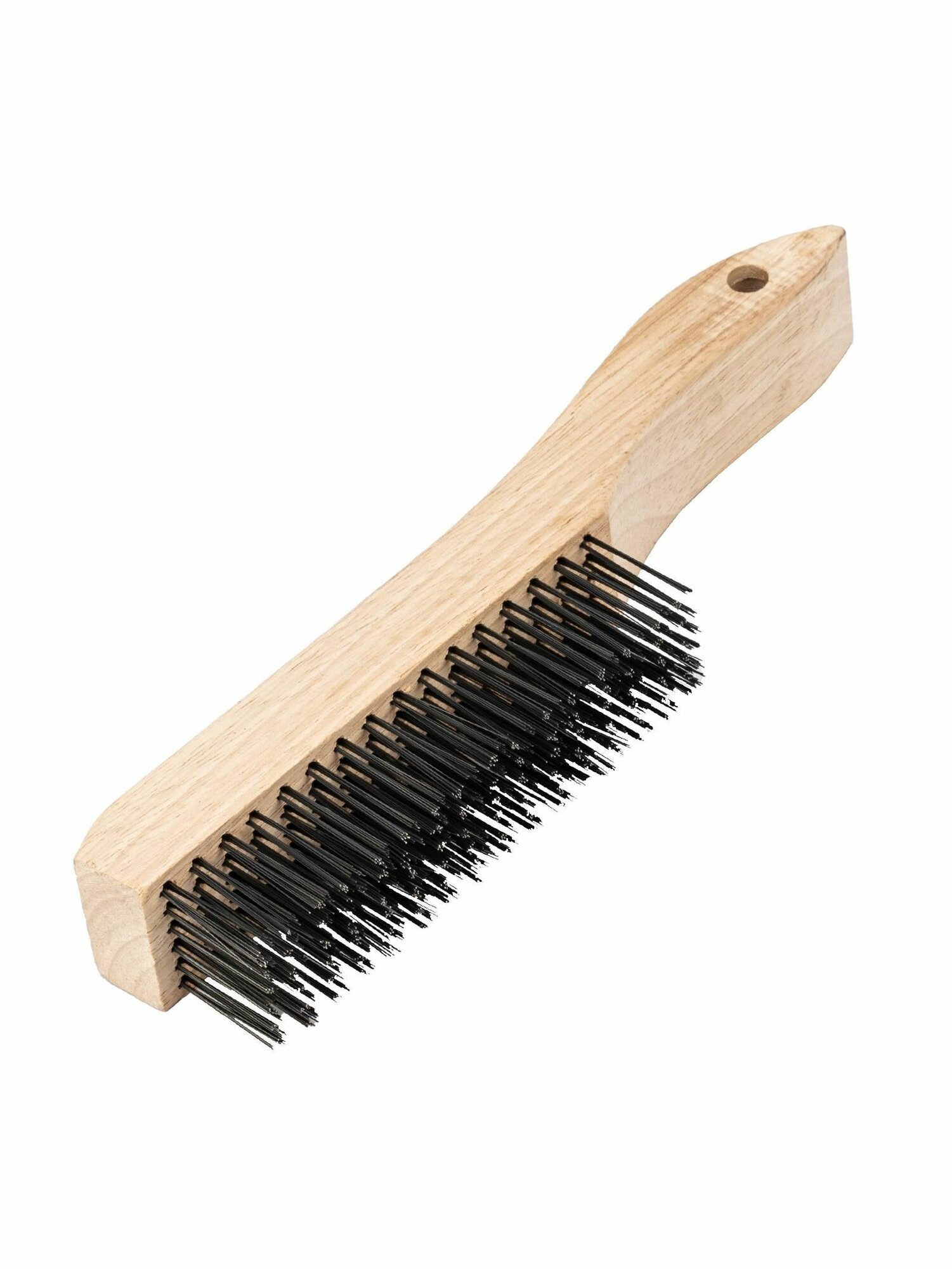 Щетка зачистная шестирядная, закаленная прямая проволока с деревянной ручкой Сибртех 74806