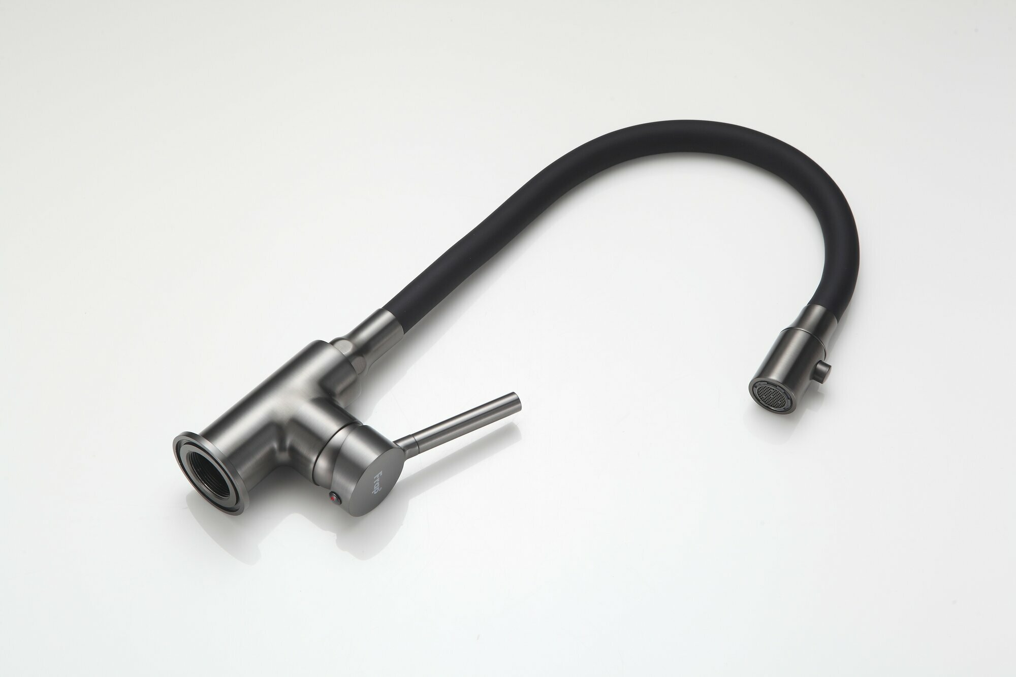 Смеситель для кухни FRAP F40553-9 оружейная сталь, гибкий излив, латунь, гайка