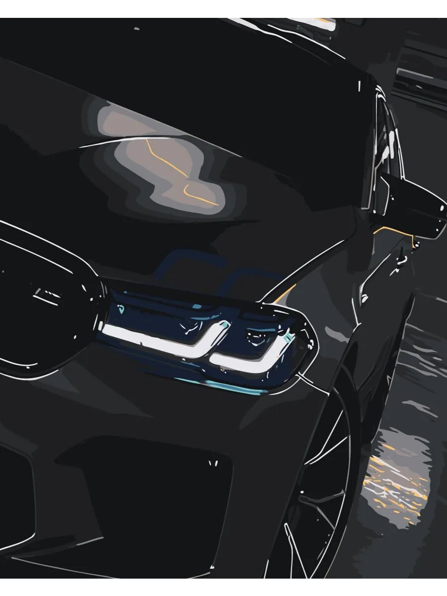 Картина по номерам Черная БМВ Машина Авто BMW Автомобиль