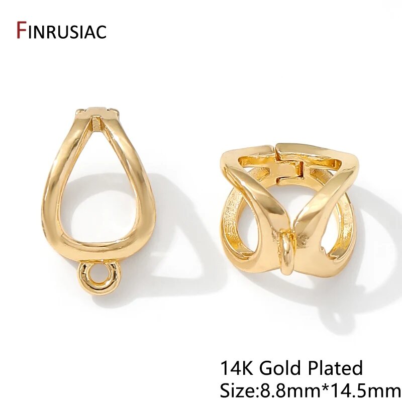 FINRUSIAC Позолоченные латунные бейлы для подвесок 5 шт 1 piece, 14K Gold Plated