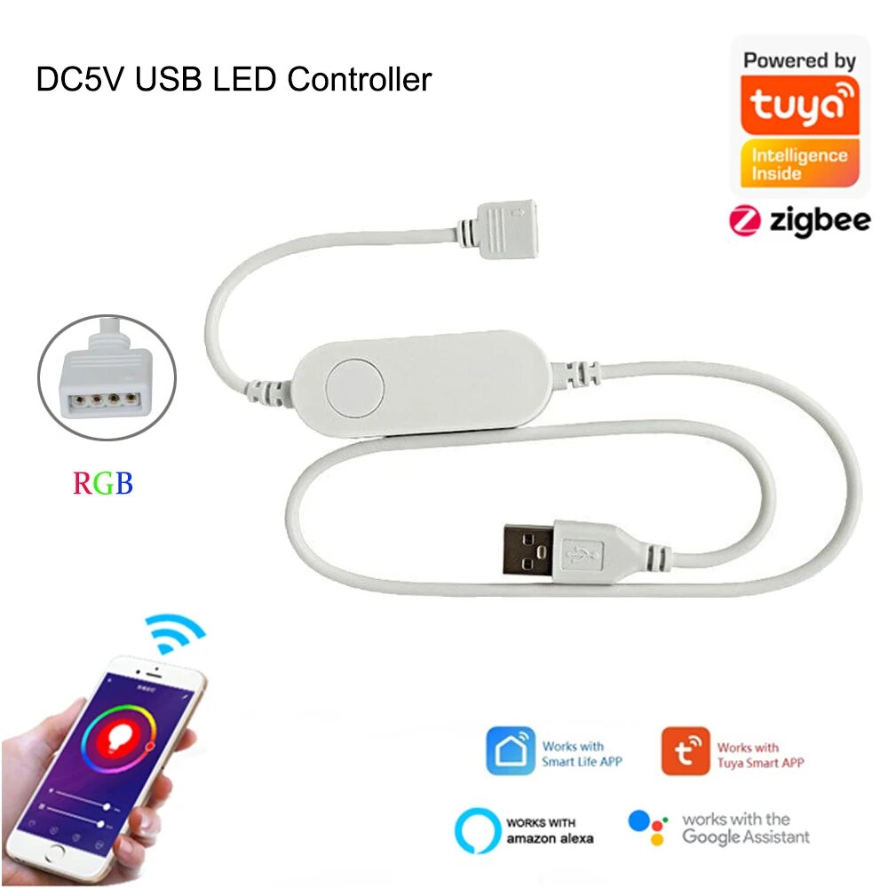 TUYA Zigbee RGBW RGBWW RGB+CCT Мини контроллер для светодиодной ленты RGB USB