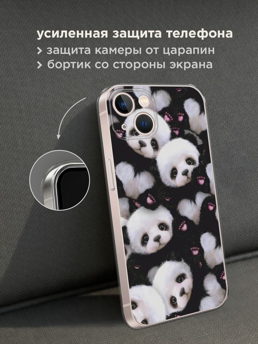 Силиконовый чехол на Apple iPhone 13 / Айфон 13 с принтом "Море панд" — фото 1