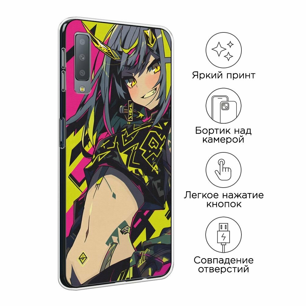 Чехол на Samsung Galaxy A7 2018 / Самсунг Галакси А7 2018 с принтом "Девушка в кибер костюме" — фото 1
