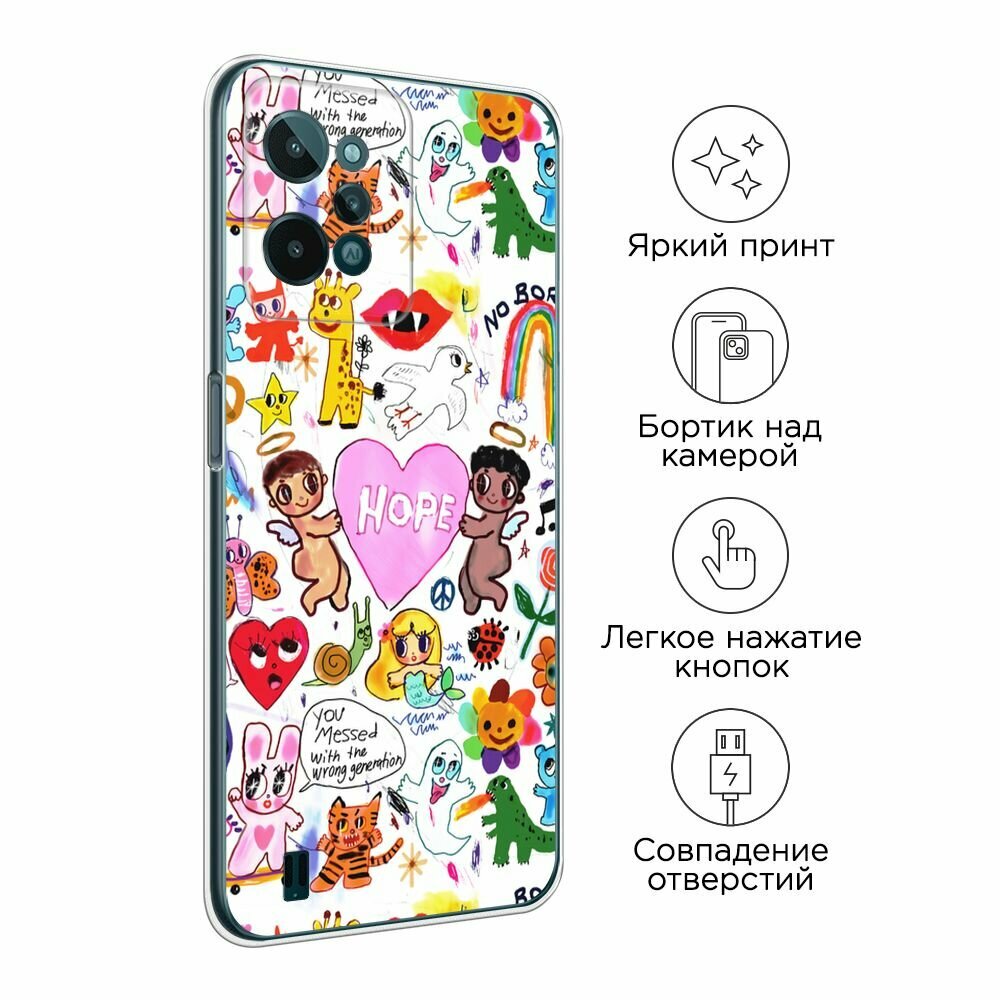 Силиконовый чехол на Realme C31 / Реалми C31 с принтом "Милые рисунки" — фото 1