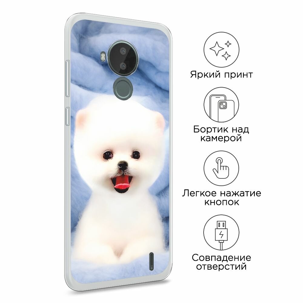 Силиконовый чехол на Nokia C30 / Нокия C30 с принтом Белый пёсик — фото 1