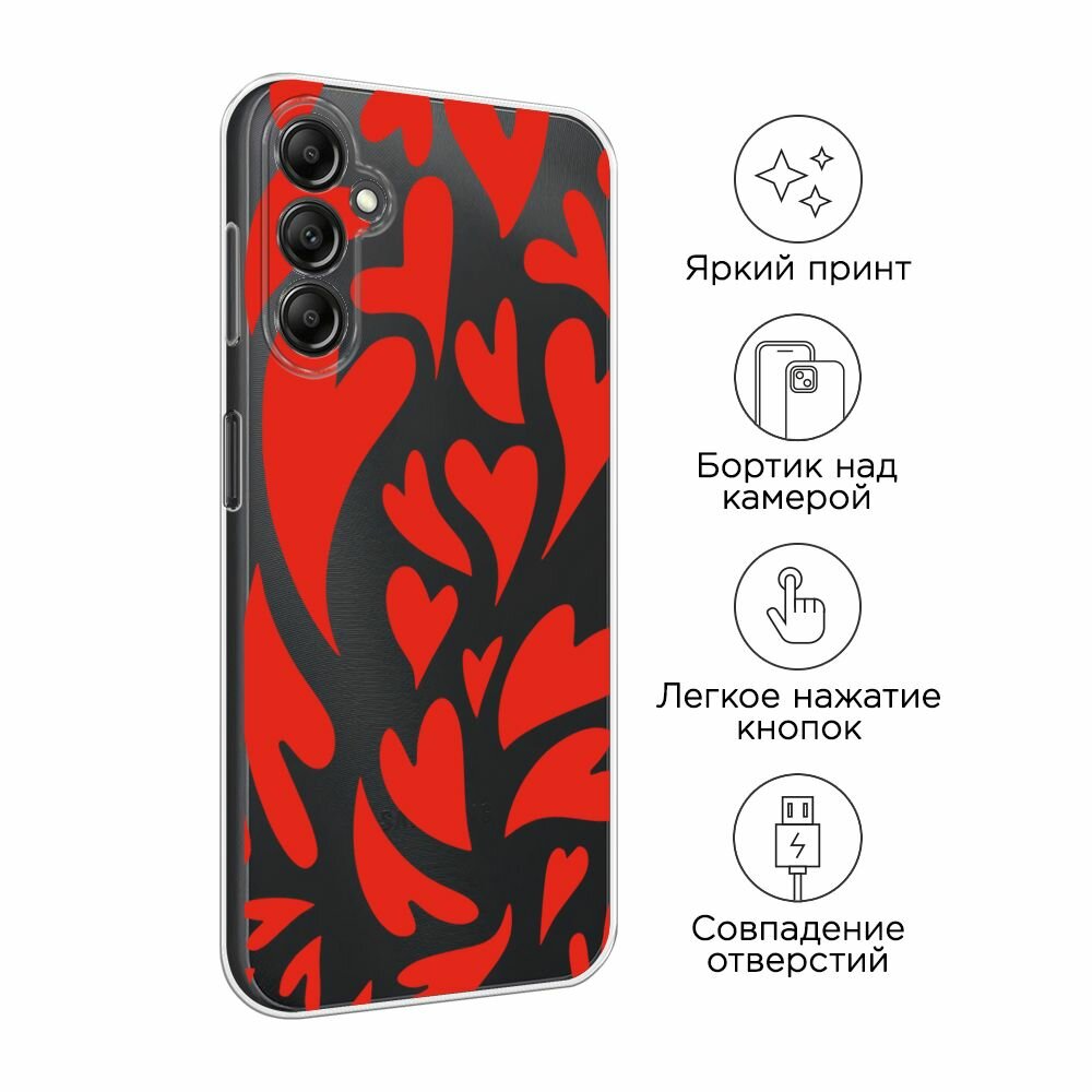 Чехол на Samsung Galaxy A15 / Самсунг А15 с принтом "Crazy hearts 2 - 14 февраля", прозрачный — фото 1