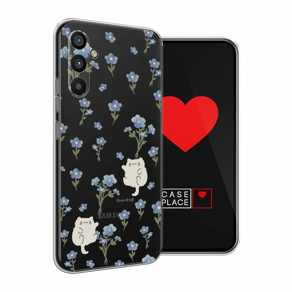 Чехол на Samsung Galaxy A34 / Самсунг A34 с принтом "Gentle cats", прозрачный — фото 1