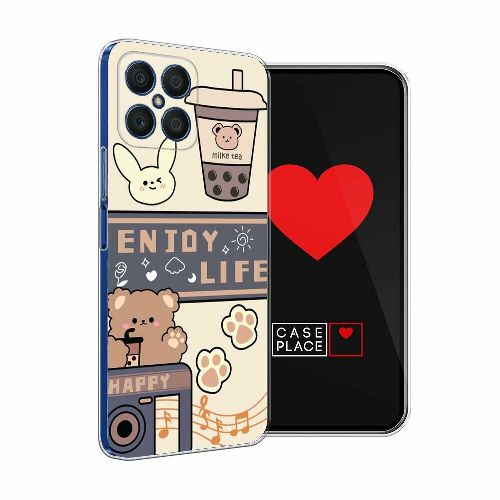 Силиконовый чехол на Honor X8 / Хуавей X8 с принтом "Enjoy life 1" — фото 1
