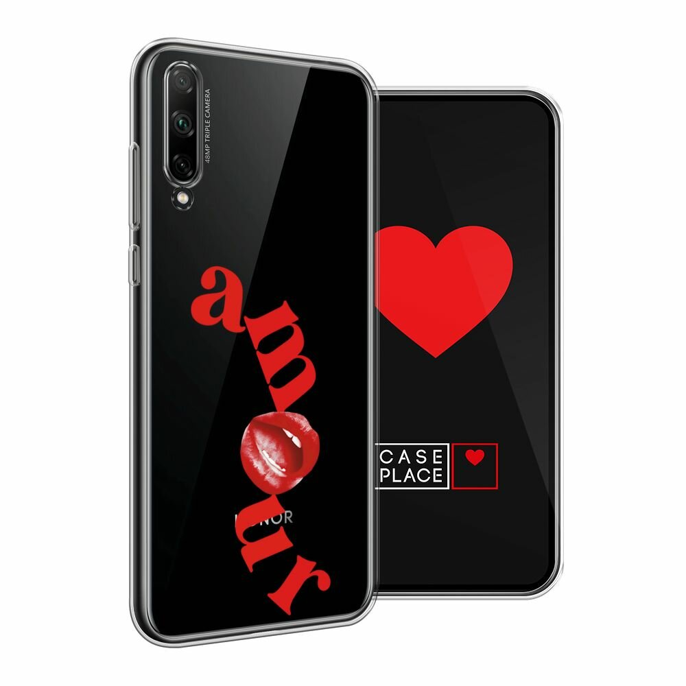 Чехол на Honor 30i / Хонор 30i с принтом "Amour lips - 14 февраля", прозрачный — фото 1