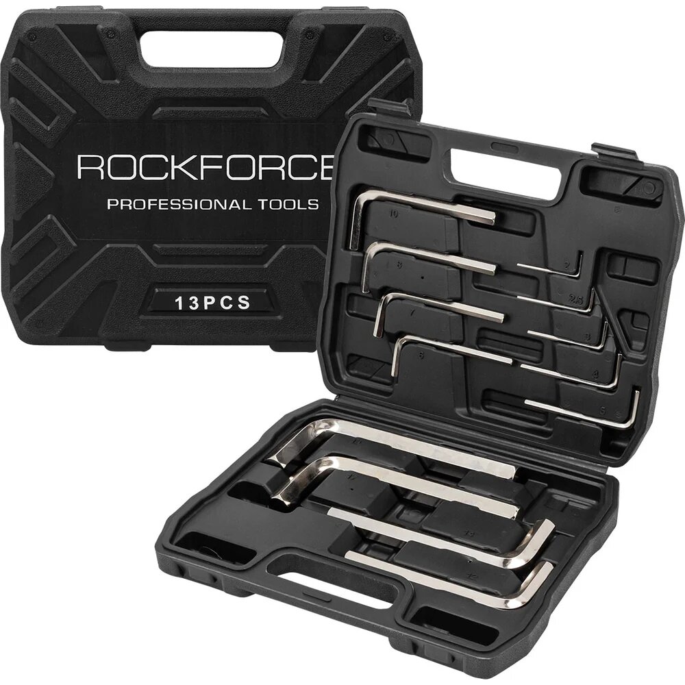 Ключи Г-образные 6-гранные Rockforce набор 13 предметов (2, 2.5, 3-8, 10, 12, 14, 17, 19 мм) RF LIGHT-5137C(64482)