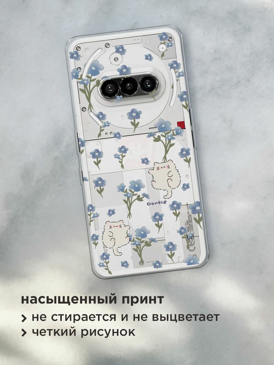 Чехол на Nothing Phone 3a / Нотинг Фон 3а с принтом "Gentle cats", прозрачный — фото 1