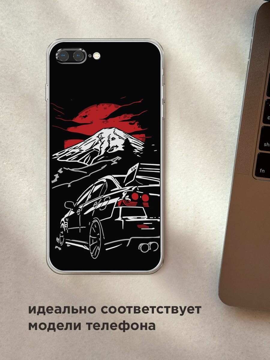 Чехол на Apple iPhone 7 Plus / Айфон 7 Плюс с принтом "Машина в горах JDM" — фото 1