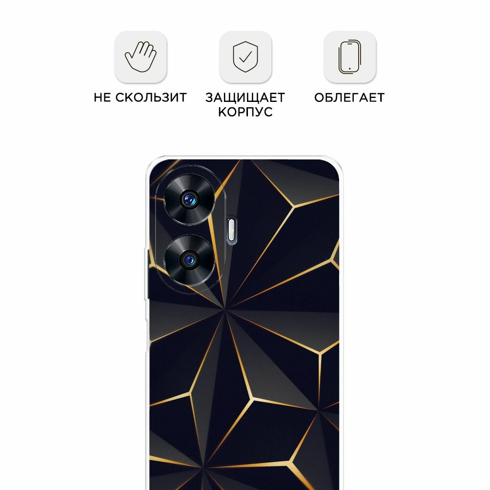 Чехол на Realme C55 / Реалми C55 с принтом "Черные полигоны" — фото 1