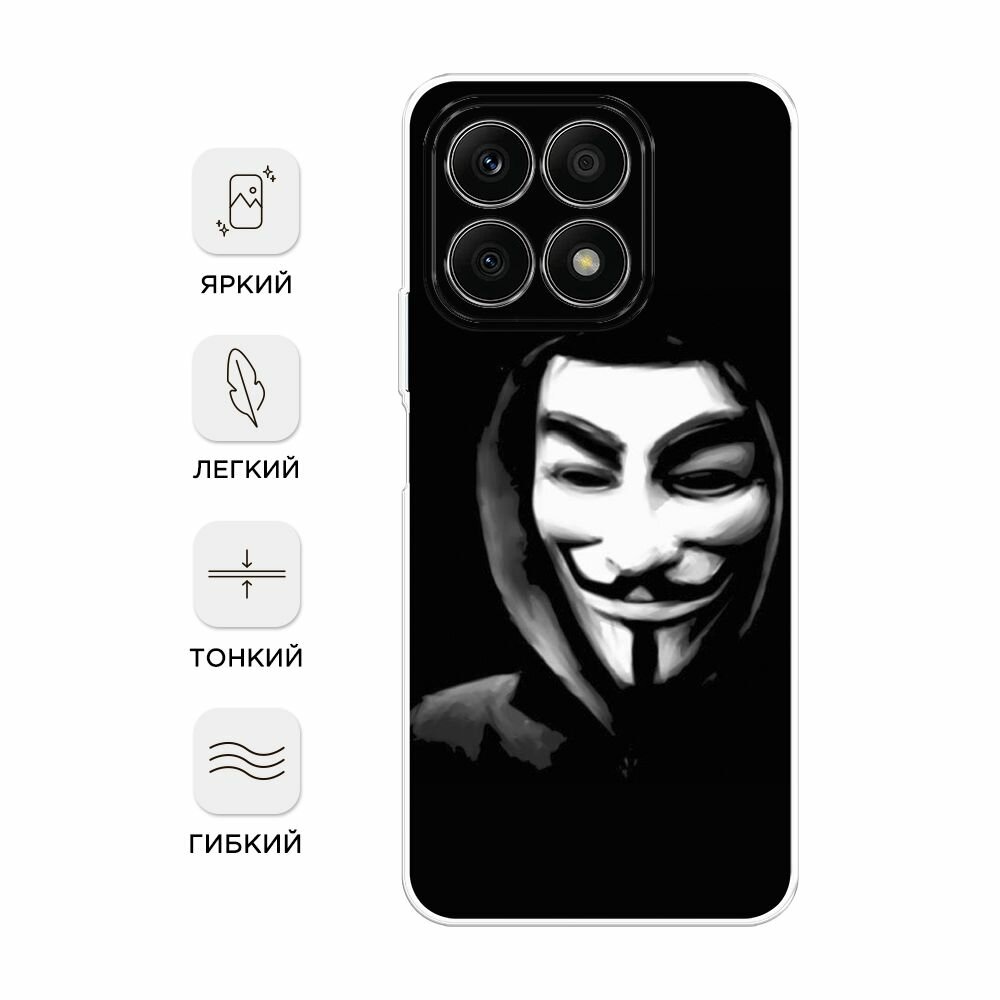 Силиконовый чехол на Honor X8A / Хонор X8A с принтом "Анонимус" — фото 1
