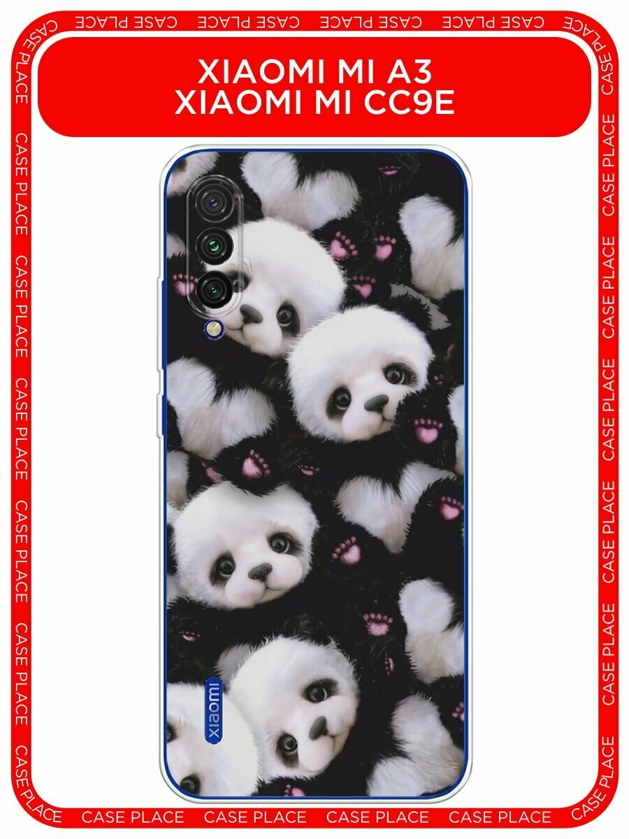 Чехол на Xiaomi Mi CC9E/Mi A3 / Сяоми Mi CC9E/Mi A3 с принтом "Море панд"