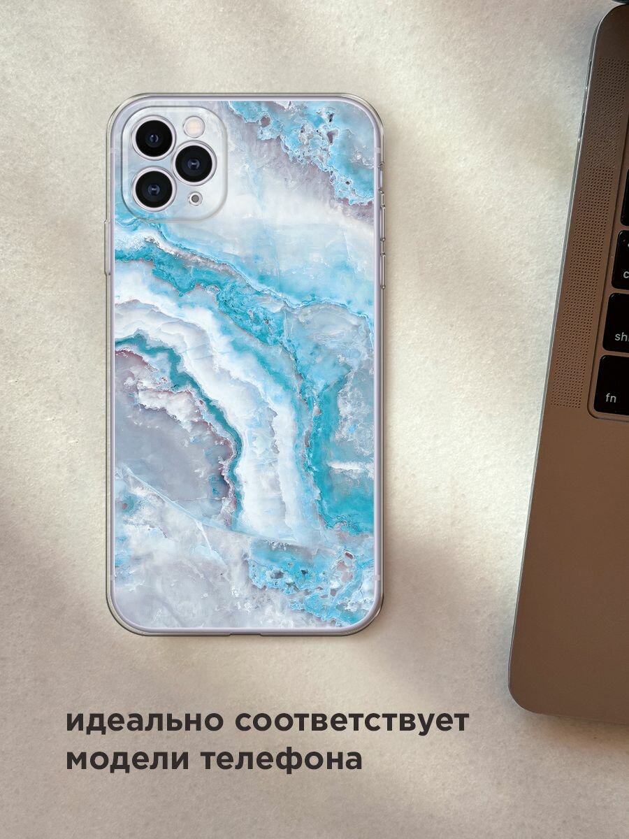 Чехол на Apple iPhone 11 Pro / Айфон 11 Про с принтом "Нежно-голубой мрамор" — фото 1