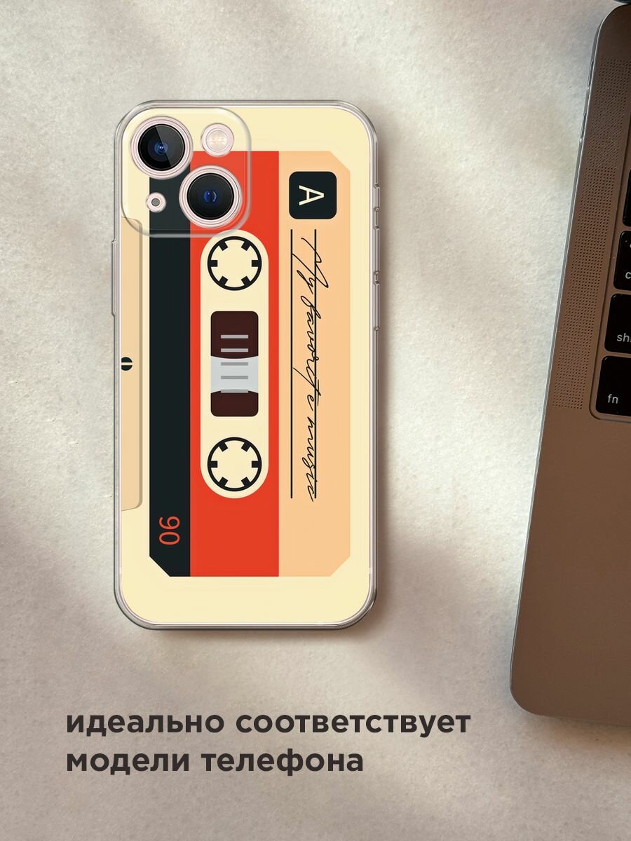 Чехол на Apple iPhone 13 mini / Айфон 13 мини с принтом "Бежевая кассета" — фото 1