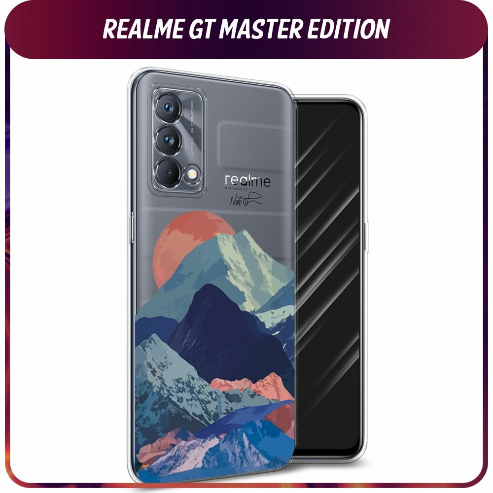 Чехол на Realme GT Master Edition / Реалми GT Мастер Эдишн с принтом "Закат в снежных горах", прозрачный