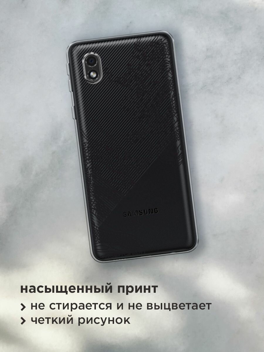 Чехол на Samsung Galaxy A01 Core / Самсунг Галакси А01 Core с принтом "Два китайских дракона", прозрачный — фото 1