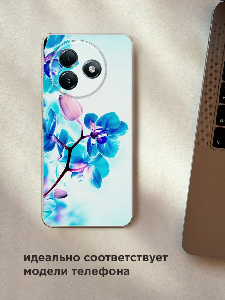 Силиконовый чехол на Itel S24 / Ител S24 с принтом "Голубая орхидея" — фото 1