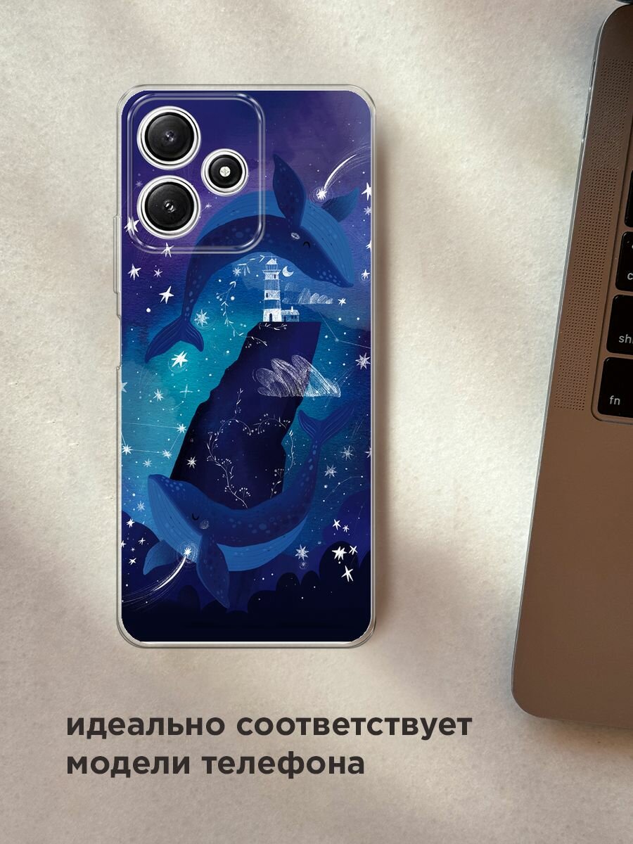 Чехол на Xiaomi Redmi 12 / Сяоми Редми 12 с принтом "Ночные киты" — фото 1
