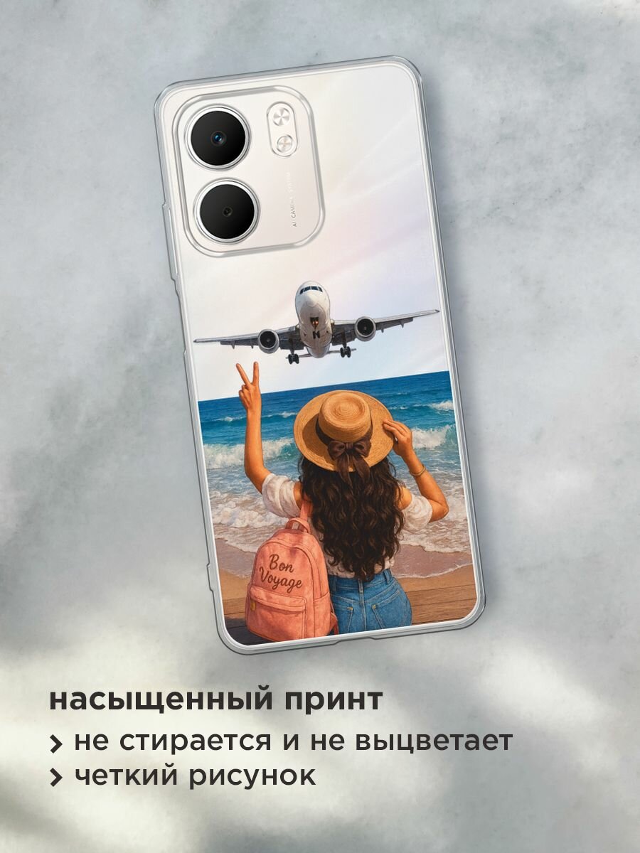 Чехол на Oppo A5x / Оппо А5x с принтом "Bon Voyage", прозрачный — фото 1