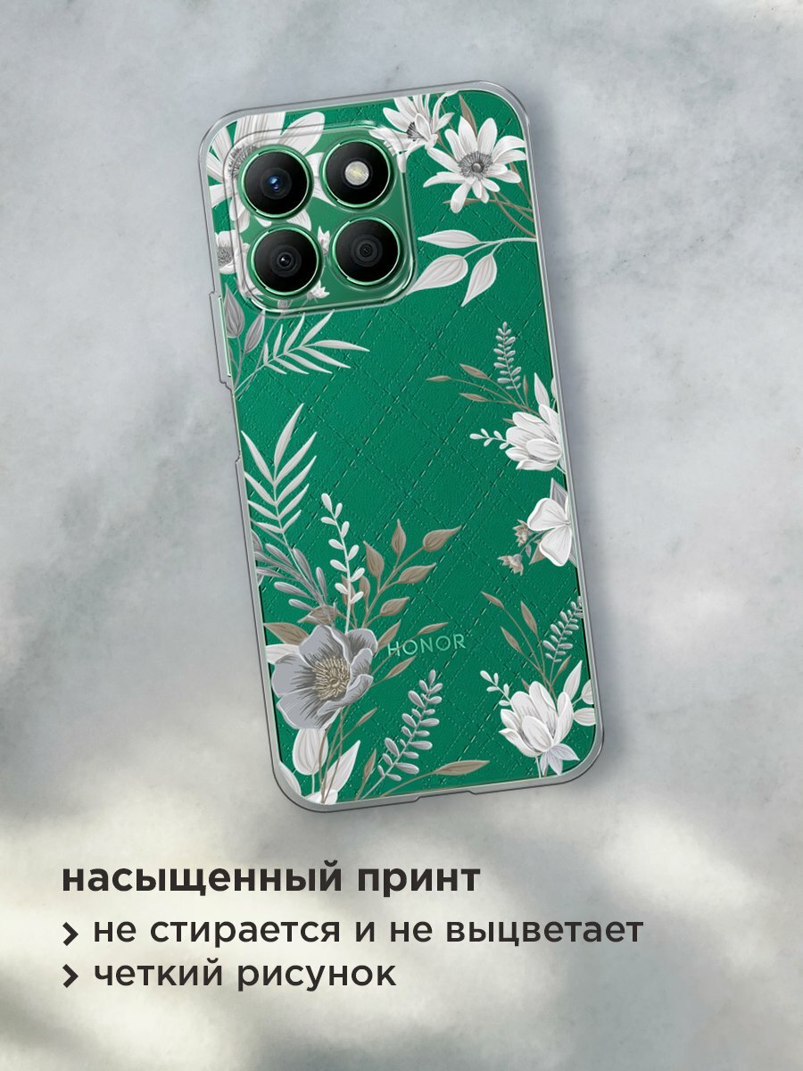 Чехол на Honor X8B / Хонор X8B с принтом "Цветы сепия 3" — фото 1