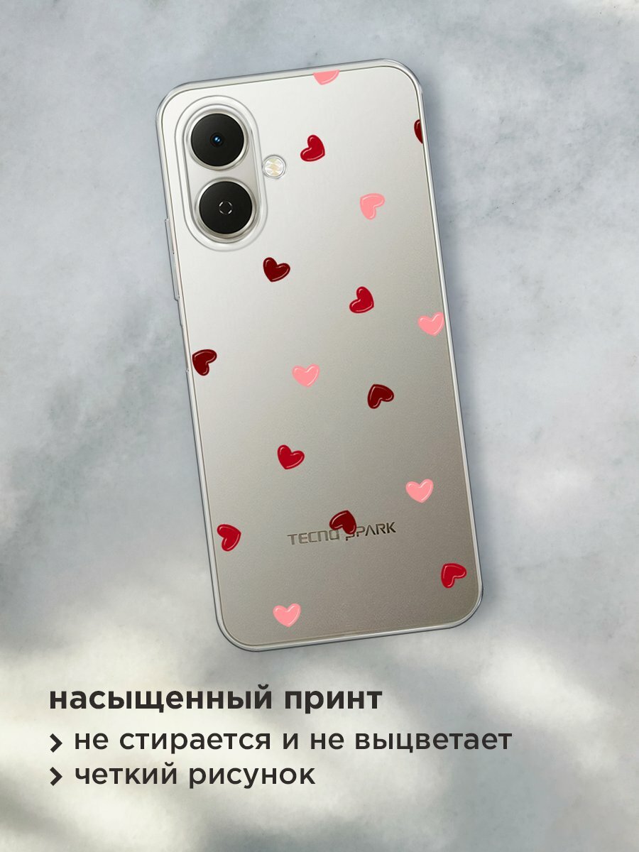 Чехол на Tecno Spark Go 2 / Текно Спарк Го 2 с принтом "Бордовые сердечки 2" — фото 1
