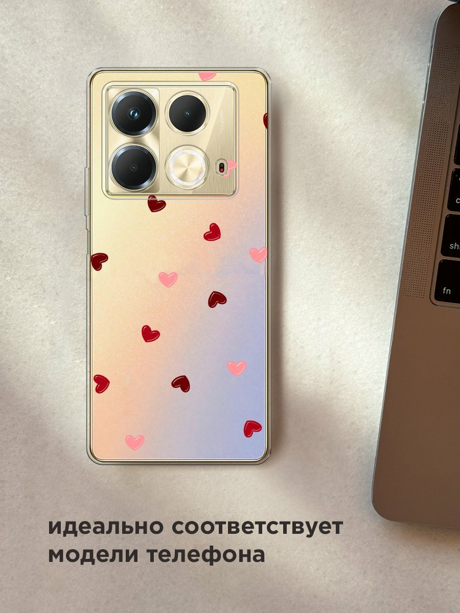 Чехол на Infinix Note 40 / Инфиникс Нот 40 с принтом "Бордовые сердечки 2" — фото 1