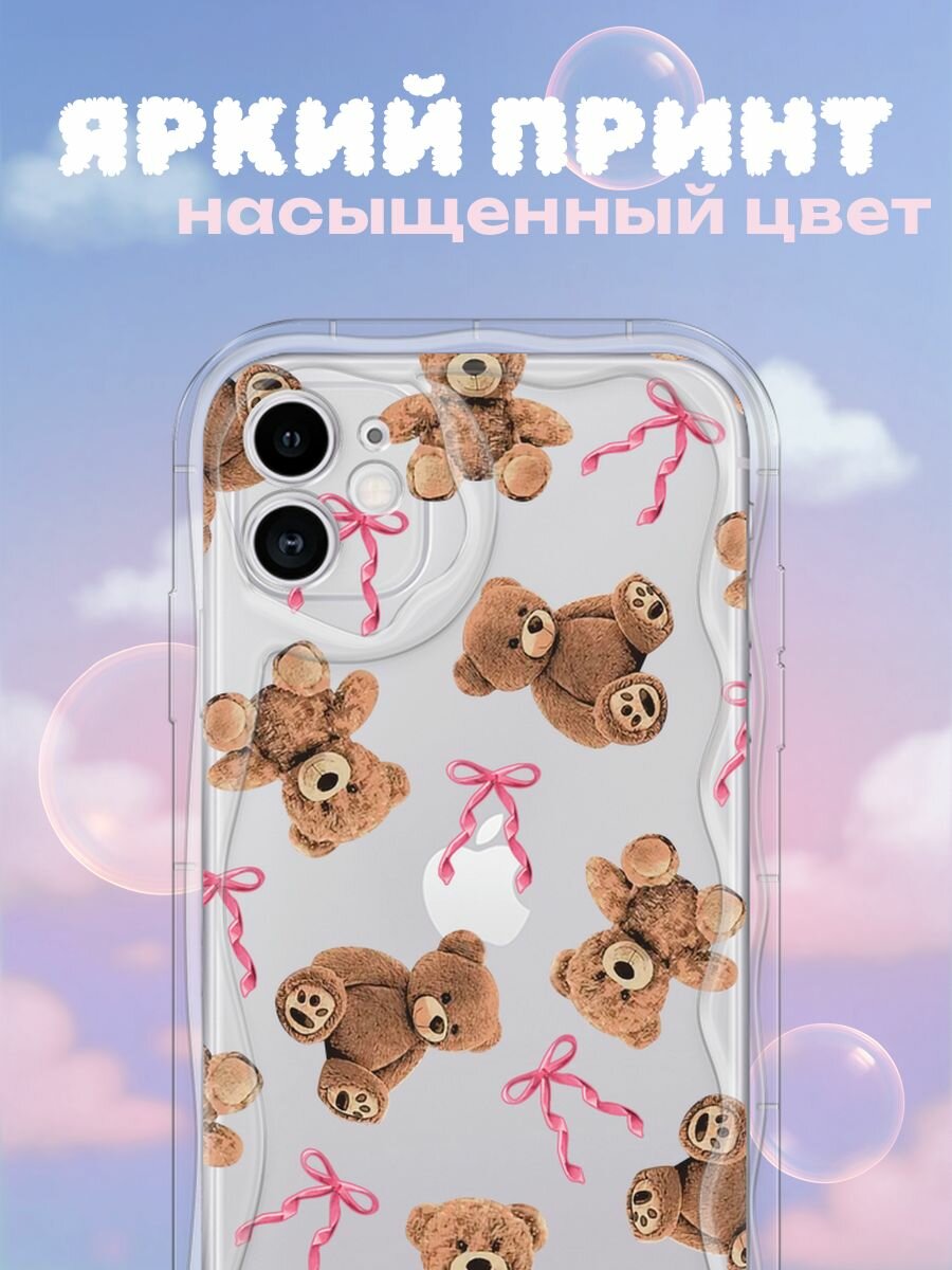 Чехол на Apple iPhone 11 / Айфон 11 с принтом "Мишки и бантики" — фото 1