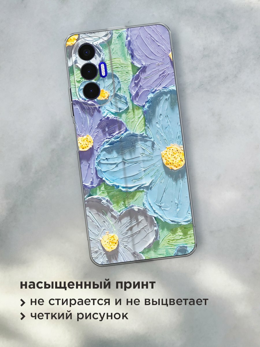 Чехол на Tecno Pova 3 / Текно Пова 3 с принтом "Масляные цветы 2" — фото 1