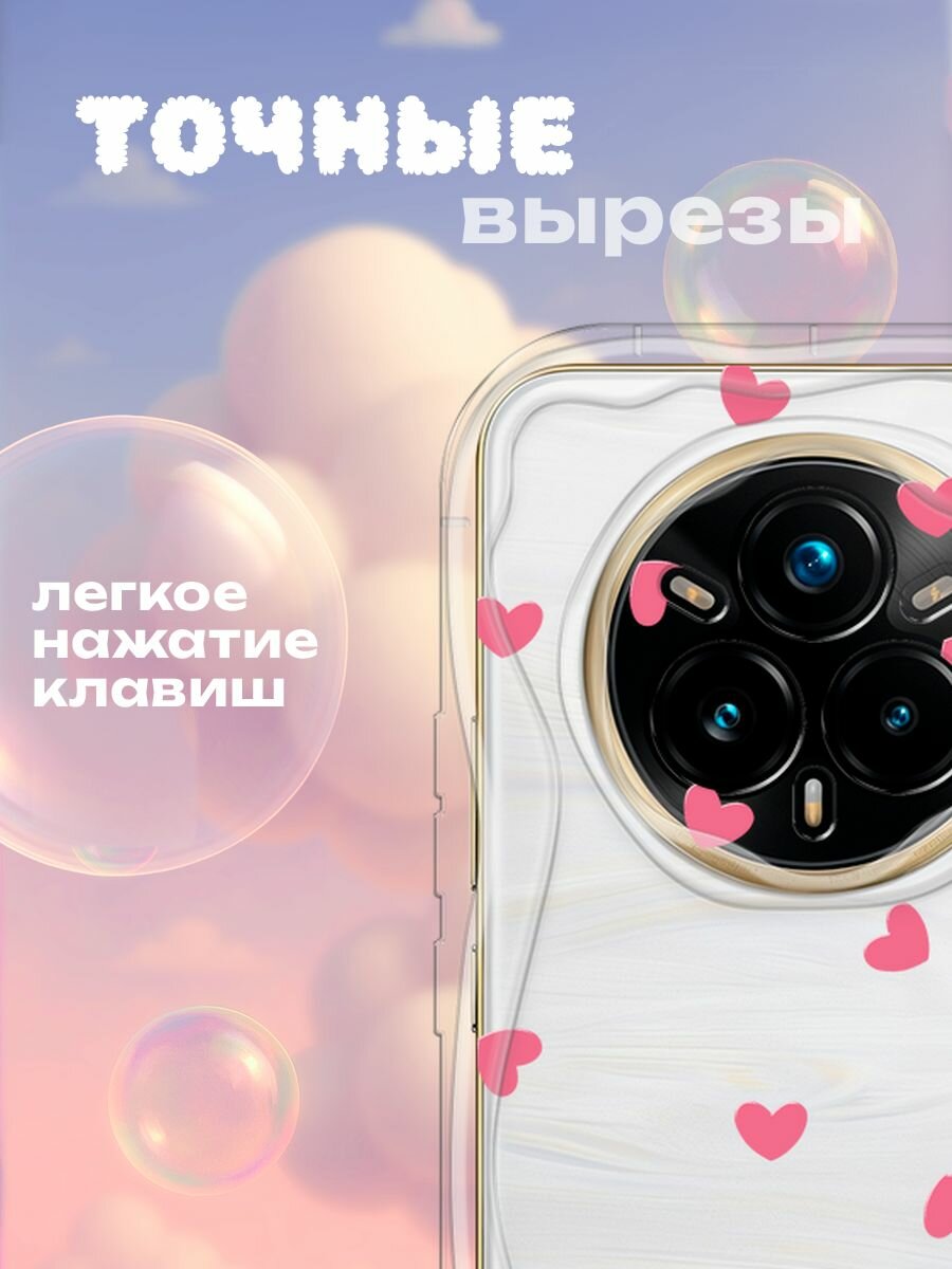 Чехол на Realme 14 Pro Plus / Реалми 14 pro plus с принтом Паттерн розовые сердечки — фото 1