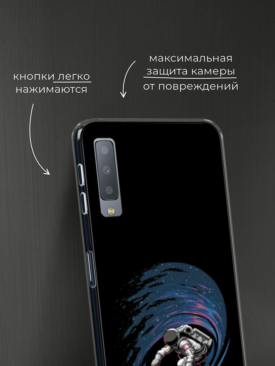 Чехол на Samsung Galaxy A7 2018 / Самсунг Галакси А7 2018 с принтом "Космонавт на серфе" — фото 1