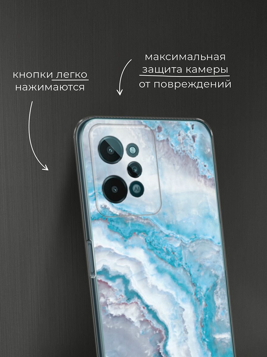 Чехол на Realme C31 / Реалми C31 с принтом "Нежно-голубой мрамор" — фото 1