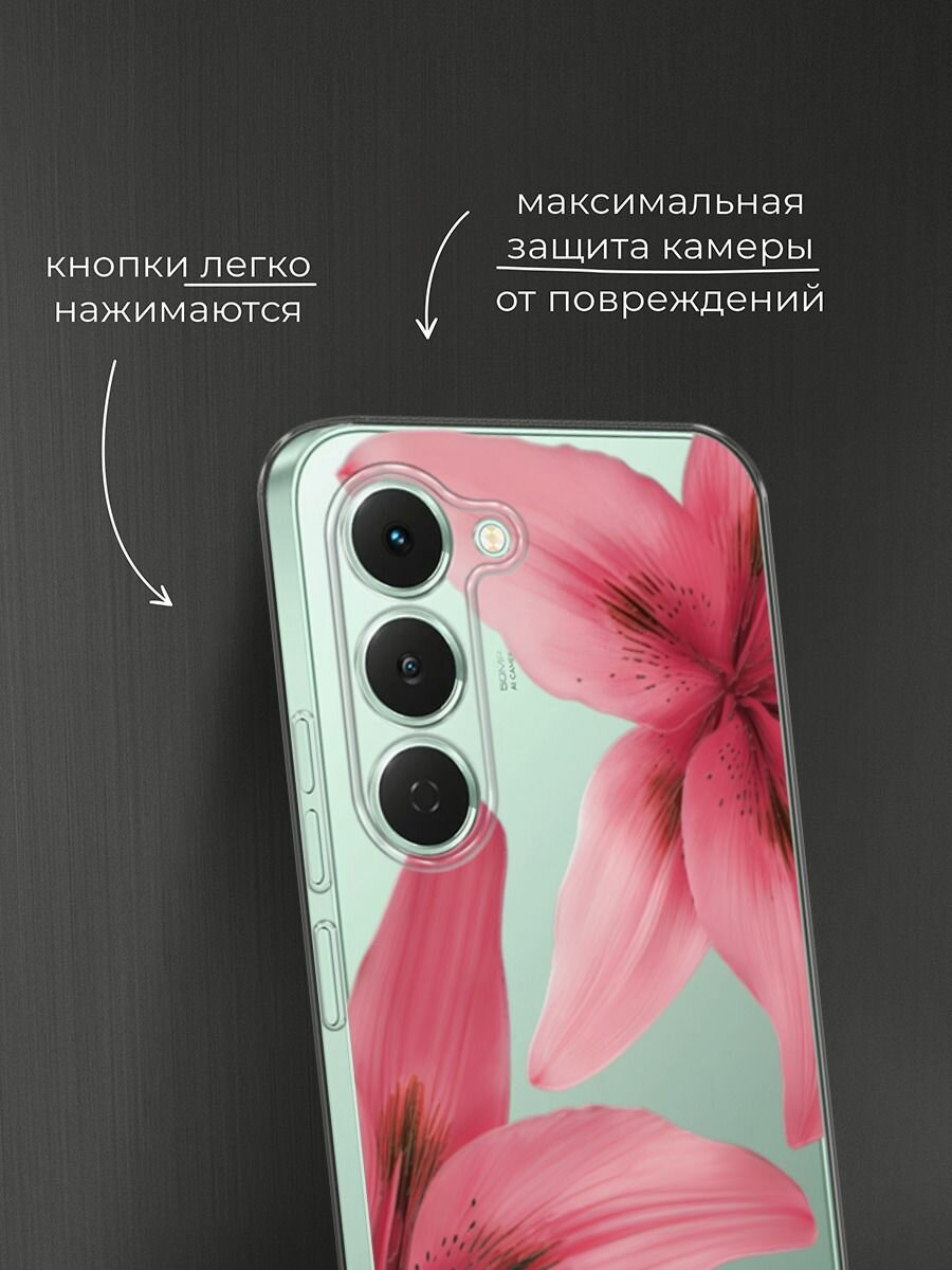 Чехол на Tecno Spark 40 Pro / Текно Спарк 40 Про с принтом "Pink flower" — фото 1