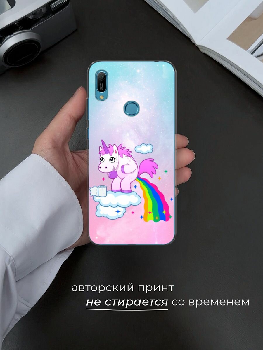 Чехол на Honor 8A/8A Pro/Huawei Y6s/Y6 2019 / Хонор 8А с принтом "Единорог какает" — фото 1