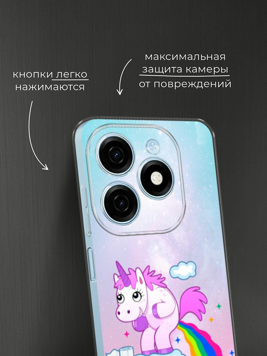 Чехол на Tecno Spark 20 / Текно Спарк 20 с принтом "Единорог какает" — фото 1