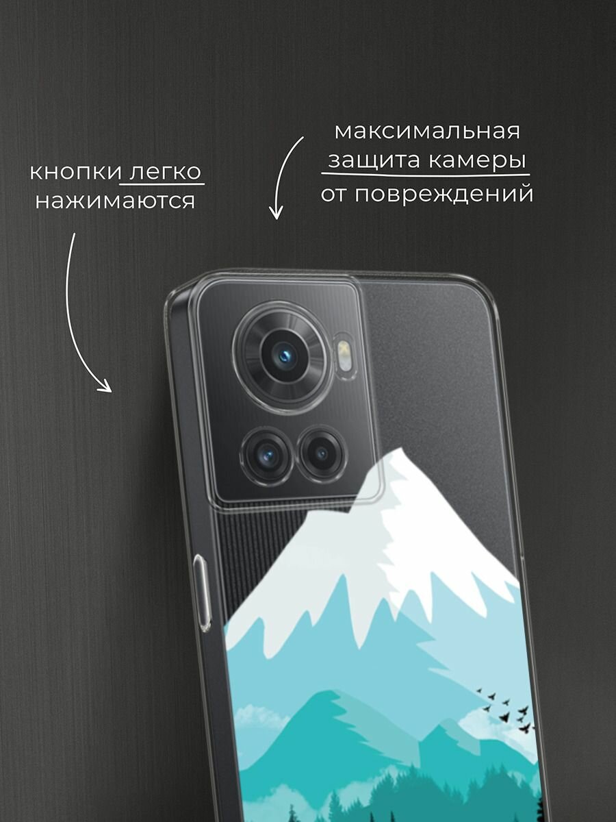 Чехол на OnePlus 10R/Ace / Ван Плас 10R/Ace с принтом "Синяя снежная гора", прозрачный — фото 1
