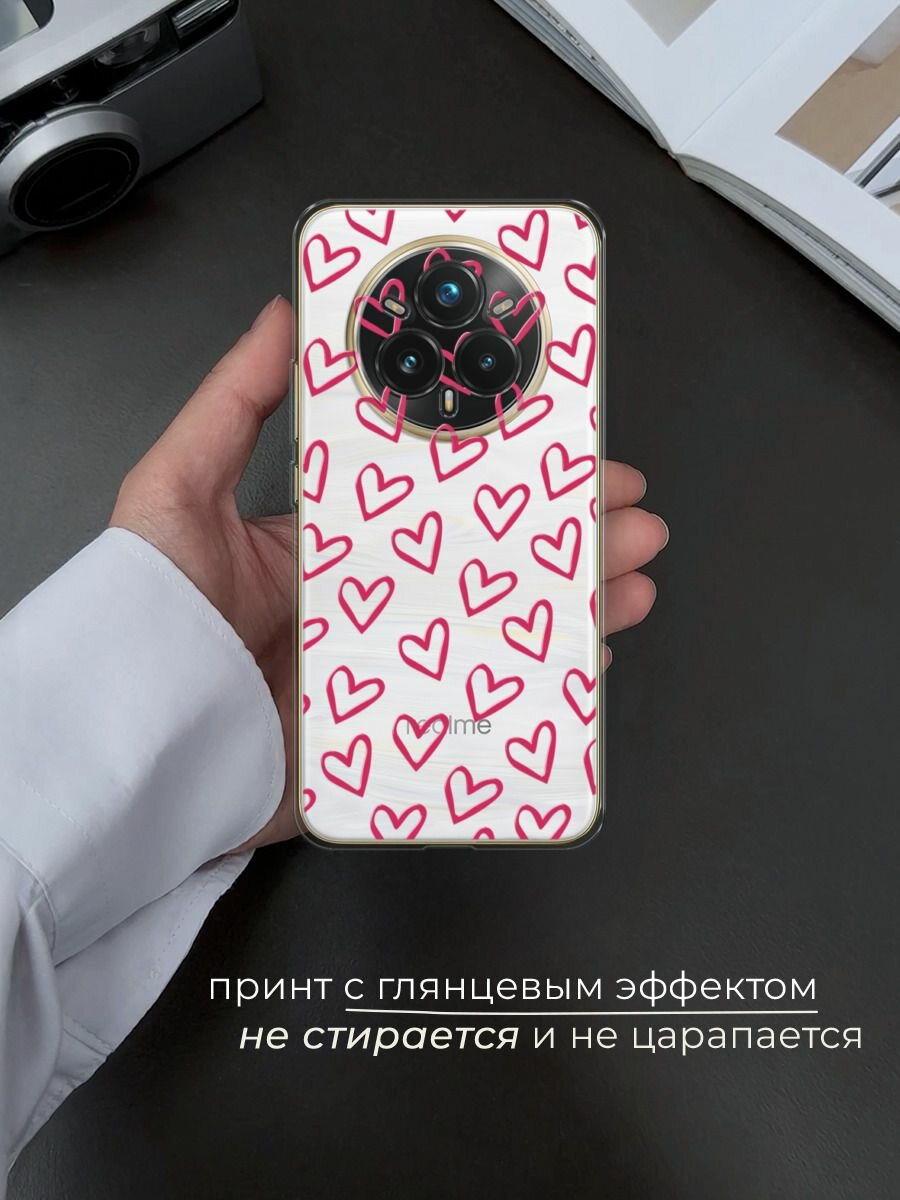 Чехол на Realme 14 Pro+ / Реалми 14 Про+ с принтом "Темные сердечки" — фото 1