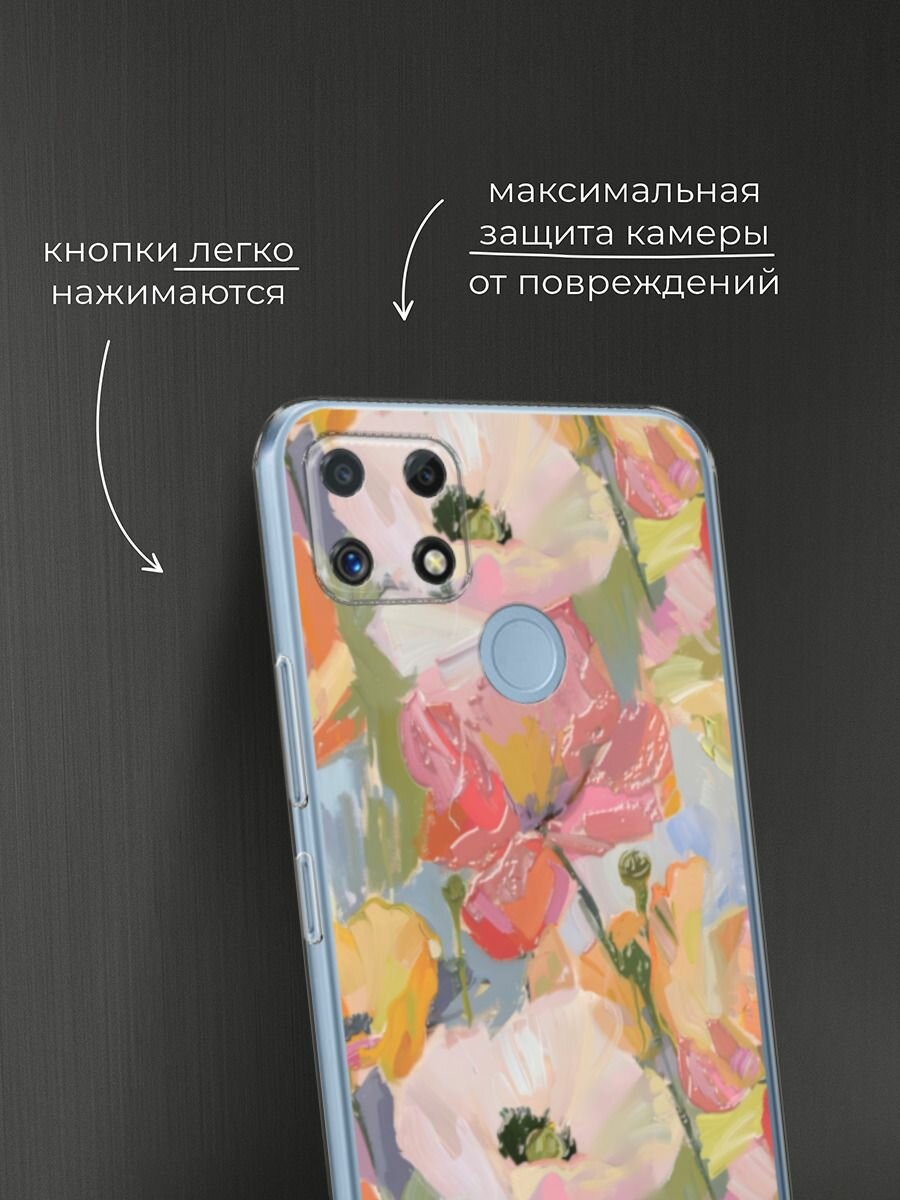 Чехол на Realme C25/C25s / Реалми С25/C25s с принтом "Акварельные анемоны" — фото 1